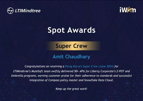 Amit Kumar Chaudhary On Linkedin Ltimindtree Award Supercrew Crew