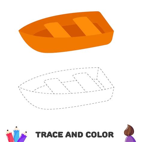 배를 추적하고 색을 칠하십시오 어린이를 위한 손글씨 연습 게임 터 일러스트레이션 Xa의 교육 시트 프리미엄 벡터