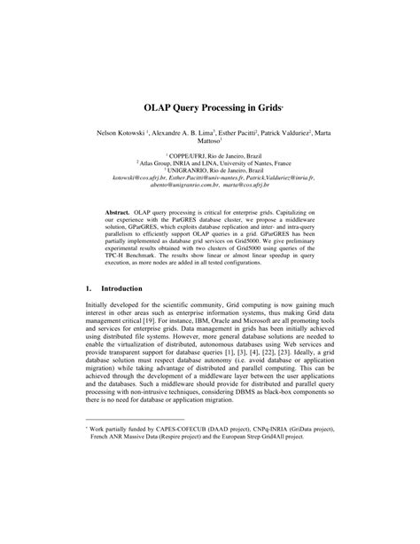 Pdf Olap Query Processing In Grids