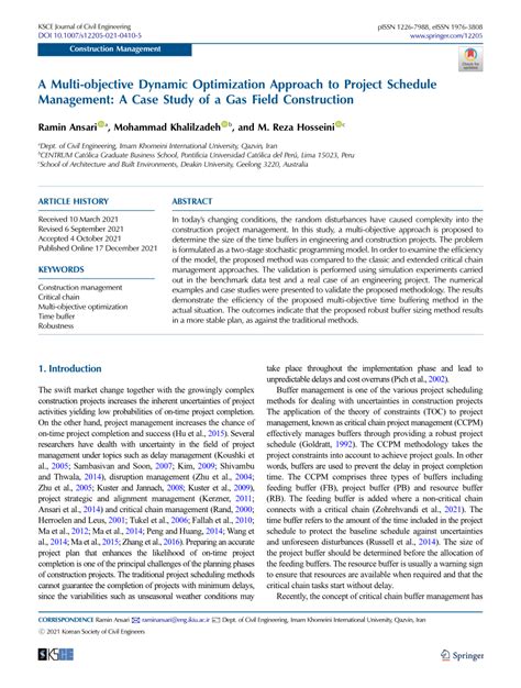 Pdf A Multi Objective Dynamic Optimization Approach To Project