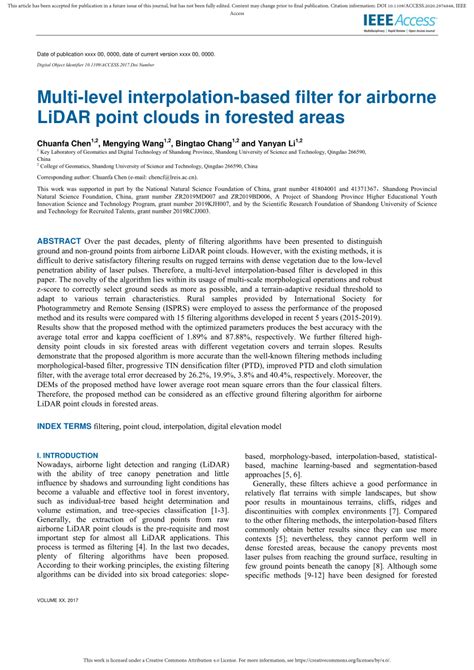 Pdf Multi Level Interpolation Based Filter For Airborne Lidar Point Clouds In Forested Areas