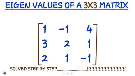 Eigen Values Of 3x3 Matrix Youtube