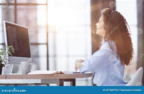 Profile Side View Portrait Of Attractive Confident Girl Coding Writing