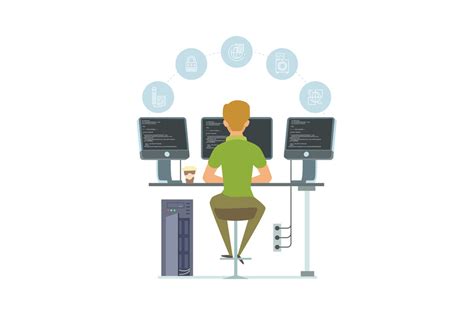 Programmer Information Technology Worker Vector Illustration Program
