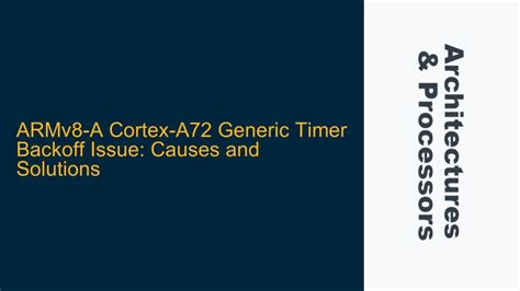 Armv8 A Cortex A72 Generic Timer Backoff Issue Causes And Solutions System On Chips