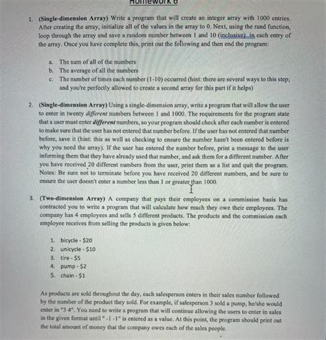 Solved Homework 1 Single Dimension Array Write A Program