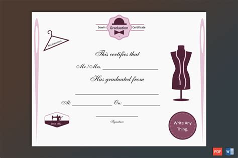 Sewing Class Graduation Certificate Template Gct Graduation