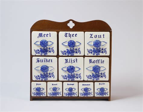 Antique Dutch Spice Cabinet With Blue And White Floral Herbs Etsy