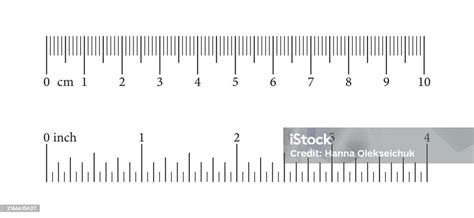 10cm 4인치의 측정 차트 숫자로 눈금자 크기 조정 길이 측정 수학 거리 높이 템플릿 재봉 도구 미터법 영국식 단위입니다 10에 대한 스톡 벡터 아트 및 기타 이미지