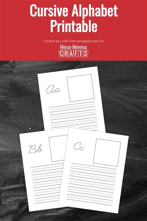 Cursive Alphabet Printable Messy Momma Crafts