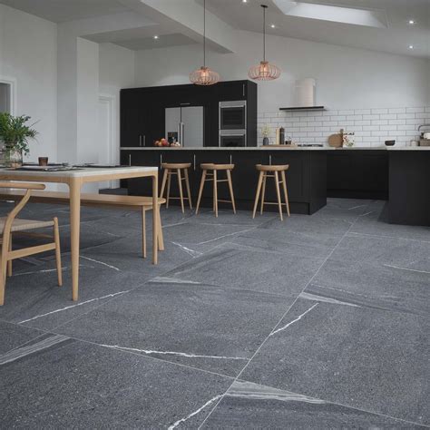 Highland Anthracite Floor Tile Kitchen Floor Tile Tile Floor Open Living Room