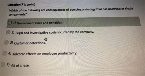Solved Question 7 1 Point Which Of The Following Are