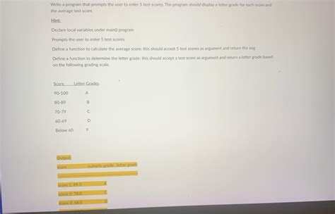 Solved Write A Program That Prompts The User To Enter 5 Test