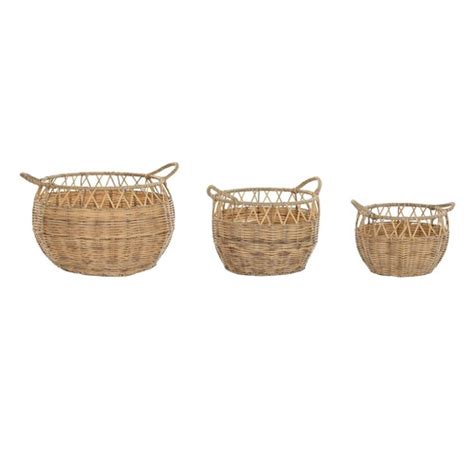 Set 3 Ceste Metallo 38x34cm Naturale Organizer Arredo Casa Ebay