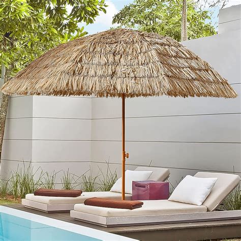 Tatayosi 8inch Thatch Patio Tiki Umbrella Tropical Palapa Raffia Tiki Hut Hawaiian Hula Beach