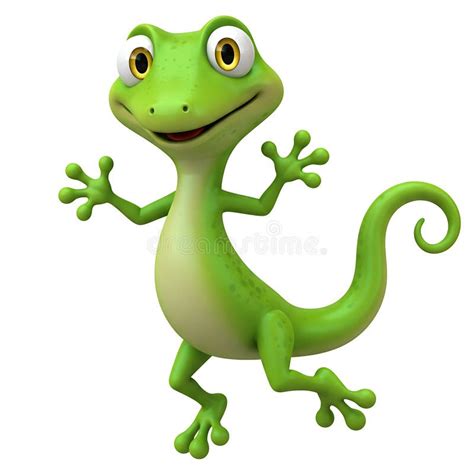 A Cheerful Cartoon Gecko With Large Expressive Eyes And A Wide Grin