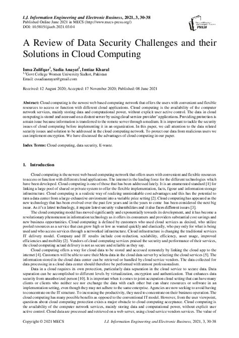 Pdf A Review Of Data Security Challenges And Their Solutions In Cloud