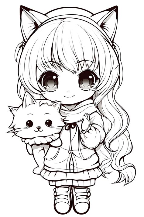 Anime Coloring Page Premium Ai Generated Vector