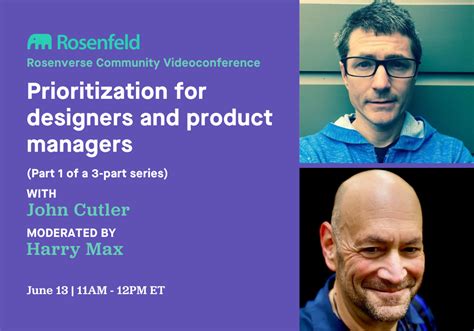 Prioritization For Designers And Product Managers 1st Of 3 Seminars Videoconference