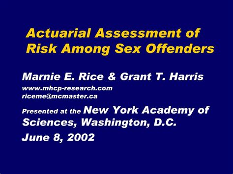Ppt Actuarial Assessment Of Risk Among Sex Offenders Powerpoint