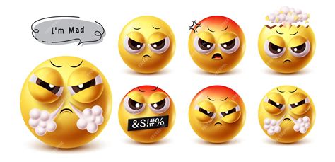 Premium Vector Mad Emoji Emoticon Vector Character Set Emojis Sad