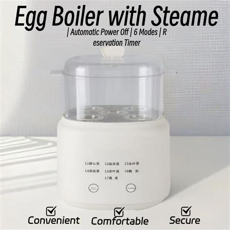 Egg Boiler With Steamer 6 Modes Auto Shut Off 300w Uk Plug Hardsoft