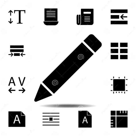 Pencil Tool Text Icon Simple Glyph Flat Vector Of Text Editor Set