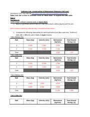 Collision Lab Conservation Of Momentum Newton S Rd Law Docx Collision Lab Conservation Of