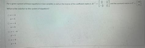 Solved For A Given System Of Linear Equations In Two Chegg
