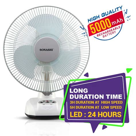 Sonashi 16″ Rechargeable Padestal Fan Srf 717s Mercy Electronics