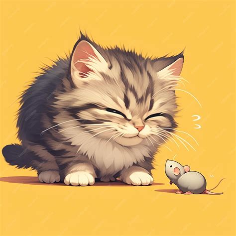 Premium Vector Siberian Cat Pouncing On A Toy Mouse