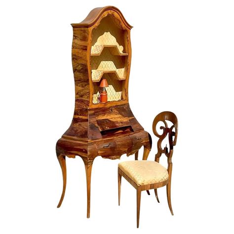 Vintage Regency Italian Burlwood Desk And Chair For Sale At 1stdibs