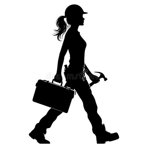 Female Construction Worker Silhouette Stock Vector Illustration Of