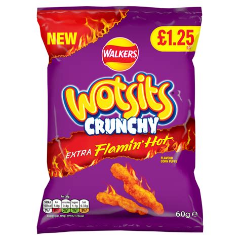 Walkers Wotsits Crunchy Extra Flamin Hot Sharing Bag Crisps 60g Wilko
