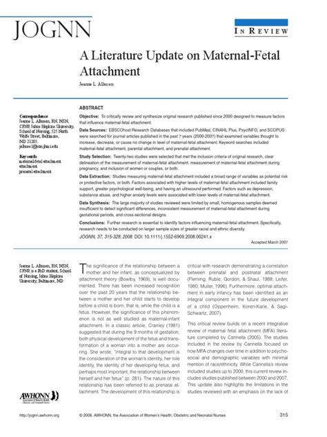 Maternal Fetal Attachment Pdf Prenatal Development Pregnancy