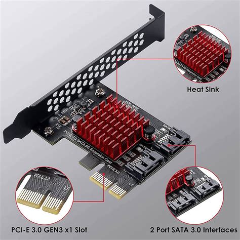2x Pcie на 2 порта Sata 3 0 6 Гбит с Ssd адаптер Pci E Pci Express X1 плата расширения платы