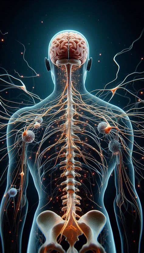 Human Nervous System With Brain And Spinal Cord Illustration Stock Illustration Illustration