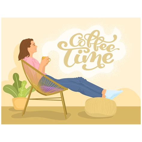 Woman Relaxed Drinking Coffee 2878444 Vector Art At Vecteezy