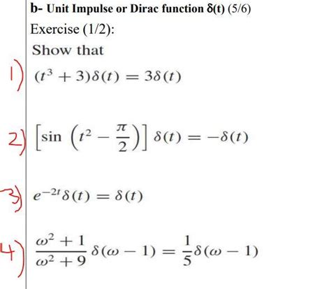 Solved b Unit Impulse or Dirac function δ t Exercise Chegg com