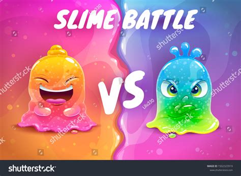 Slime Battle Vs Illustration Funny Colorful Stock Vector Royalty Free