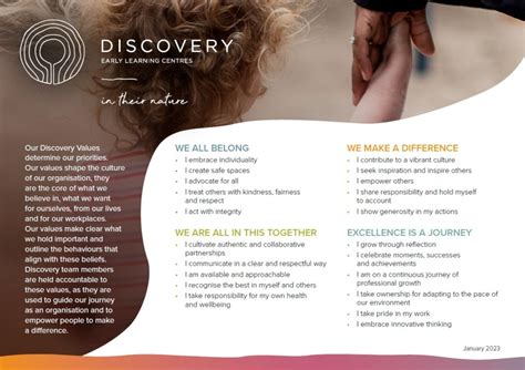 Discovery Early Learning Centres Our Discovery Values