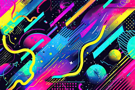 90s Theme Background With Neon Colors For A Retro And Vibrant Design