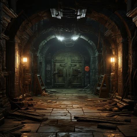 Creepy Underground Door Premium Ai Generated Image