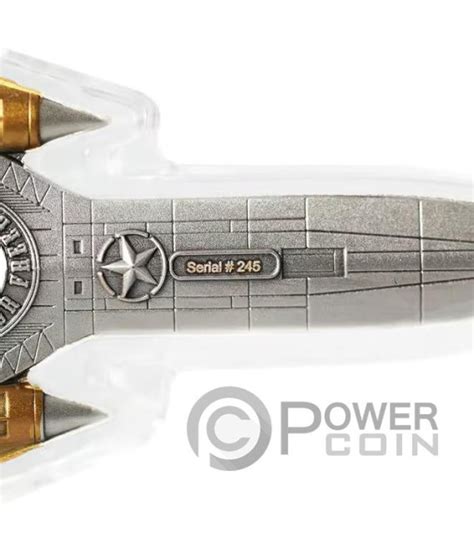 Fighter Jet Weapons Of War Gilded 2 Oz Silver Coin 10000 Francs Chad 2024