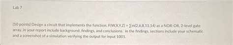 Solved 10 Points Design A Circuit That Implements The