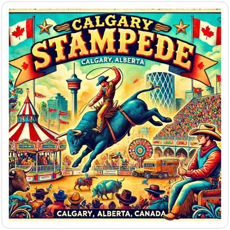 Retro Calgary Stampede Poster Sticker Vintage Rodeo Calgary Stampede