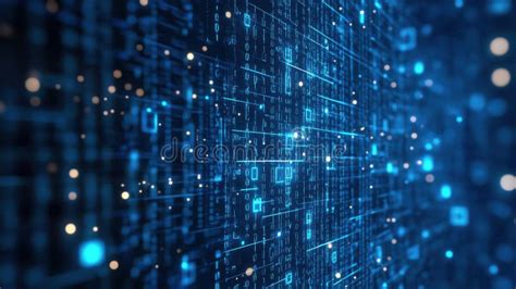 Digital Data Stream With Binary Code And Glowing Elements Stock Image