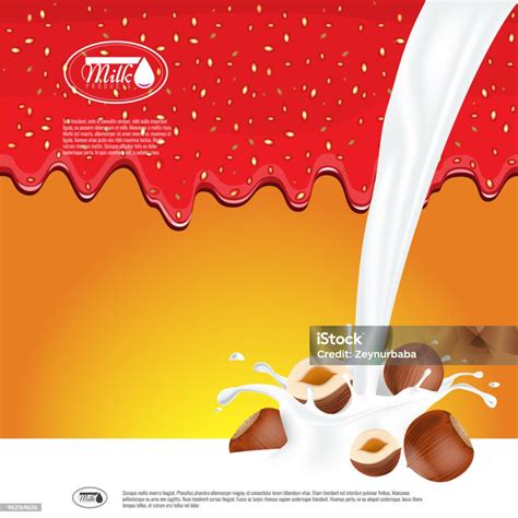 우유 스플래시와 헤이즐넛 3d 벡터 개체입니다 유기농 유제품에 대 한 벡터 준비 광고 레이아웃 템플릿 3차원 형태에 대한 스톡 벡터 아트 및 기타 이미지 Istock