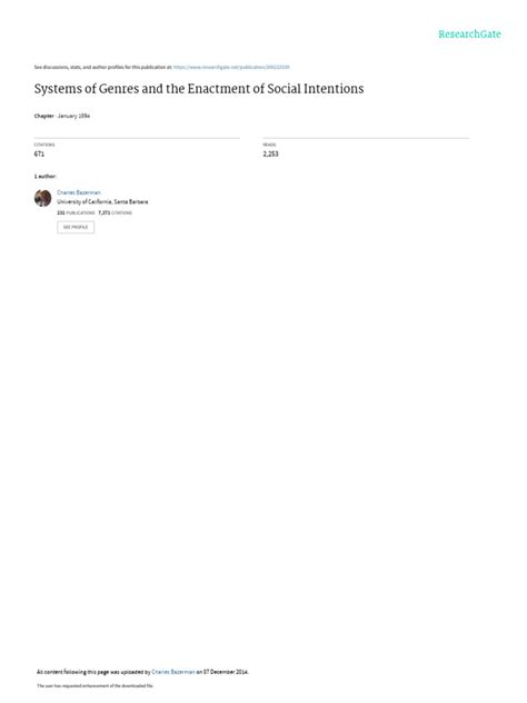 Bazerman System Of Genres Pdf