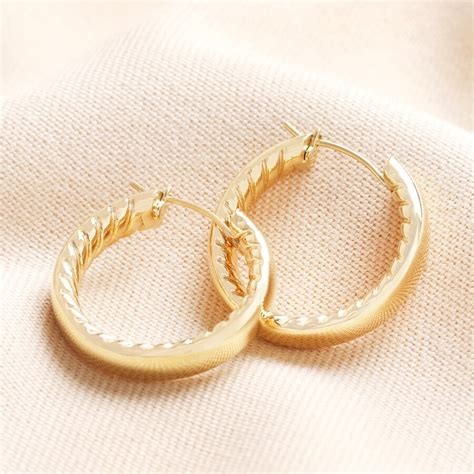 Stainless Steel Hidden Rope Hoop Earrings In Gold Lisa Angel